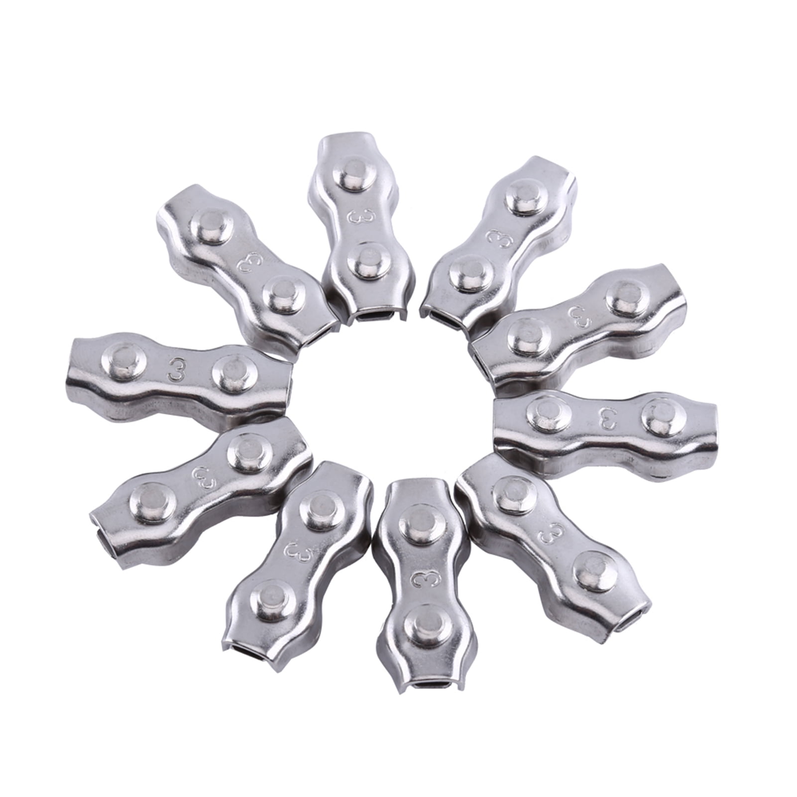 10Pcs M3 Duplex Clips Stainless Steel Wire Cable Rope Grips Clamps ...