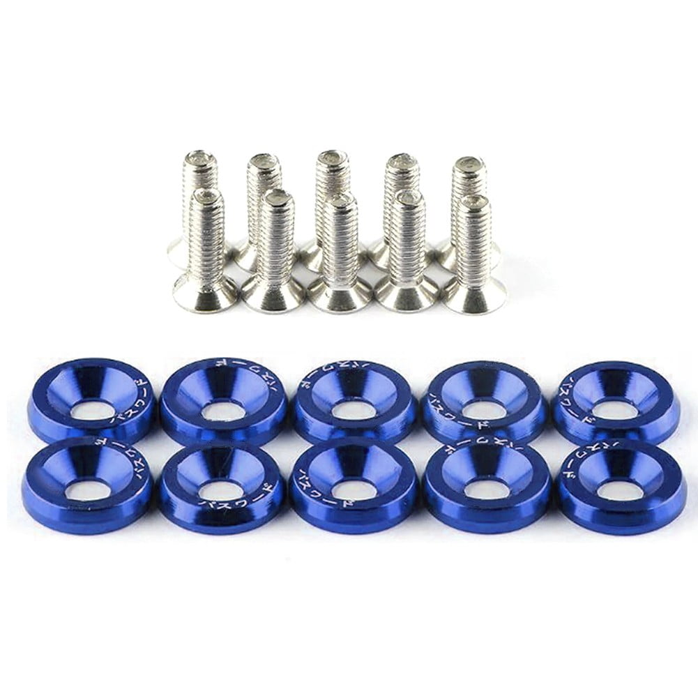 10Pcs M6 Washers & Bolts Bumper Nut Car Engine Screw Blue YIWEI ...