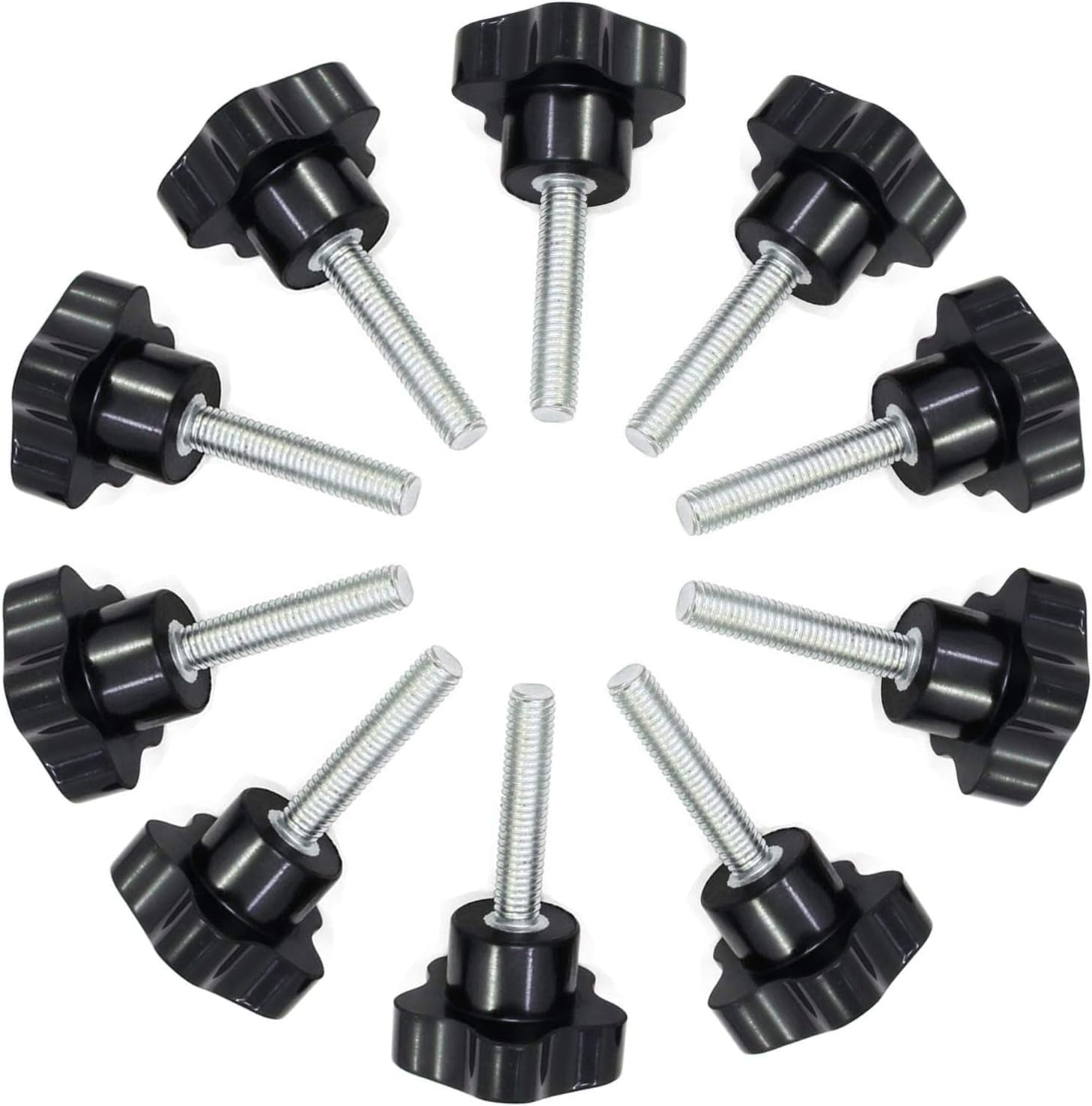 10Pcs M6 X 40Mm Plastic Thumb Screws, Six Star Plum Handle Rubber Head ...