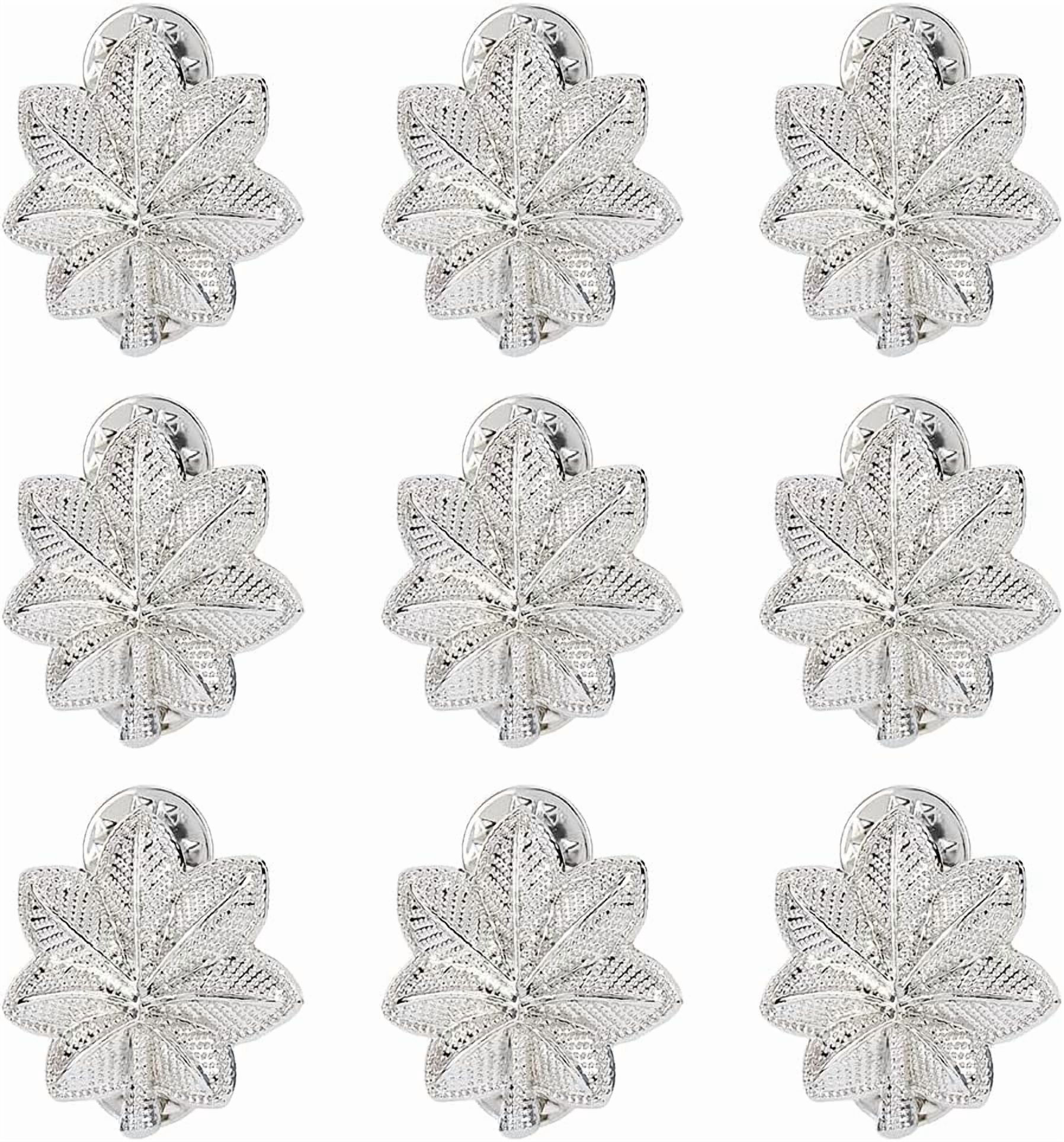 10Pcs Major Oak Leaf Lapel Pins Silver/Golden Army Officer Insignia of ...