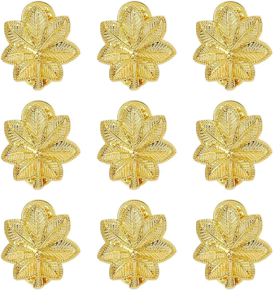 10Pcs Major Oak Leaf Lapel Pins Silver/Golden Army Officer Insignia of ...
