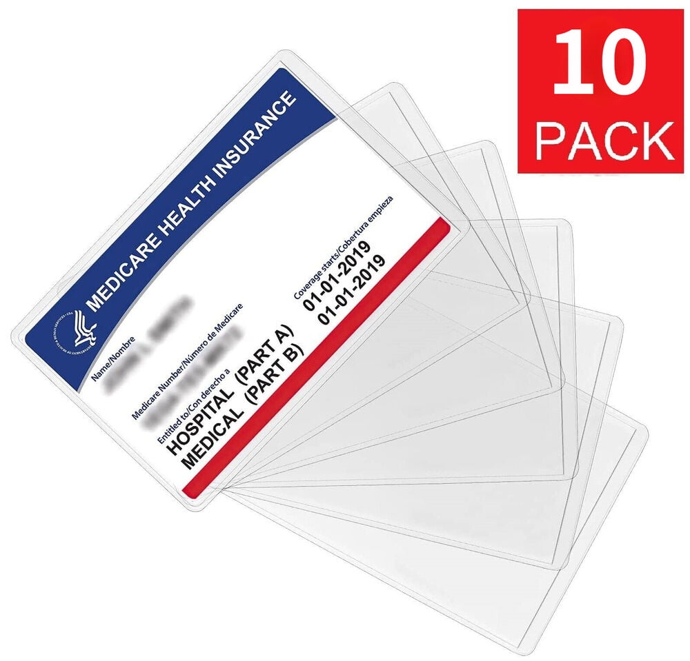 10Pcs Medicare Holder Protector Sleeves Clear PVC For Credit Card ...