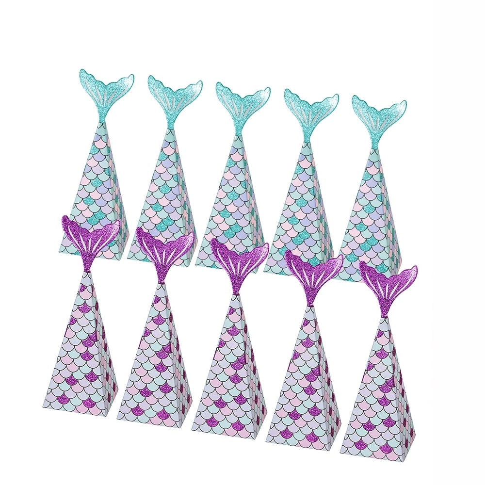 10Pcs Mermaid Party Favors Boxes Mermaid Gift Bags Box Kids Mermaid ...