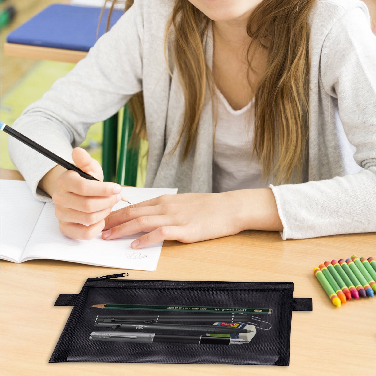 10Pcs Mesh Pencil Case under $5! Uscallm Transparent Mesh Pencil Case ...