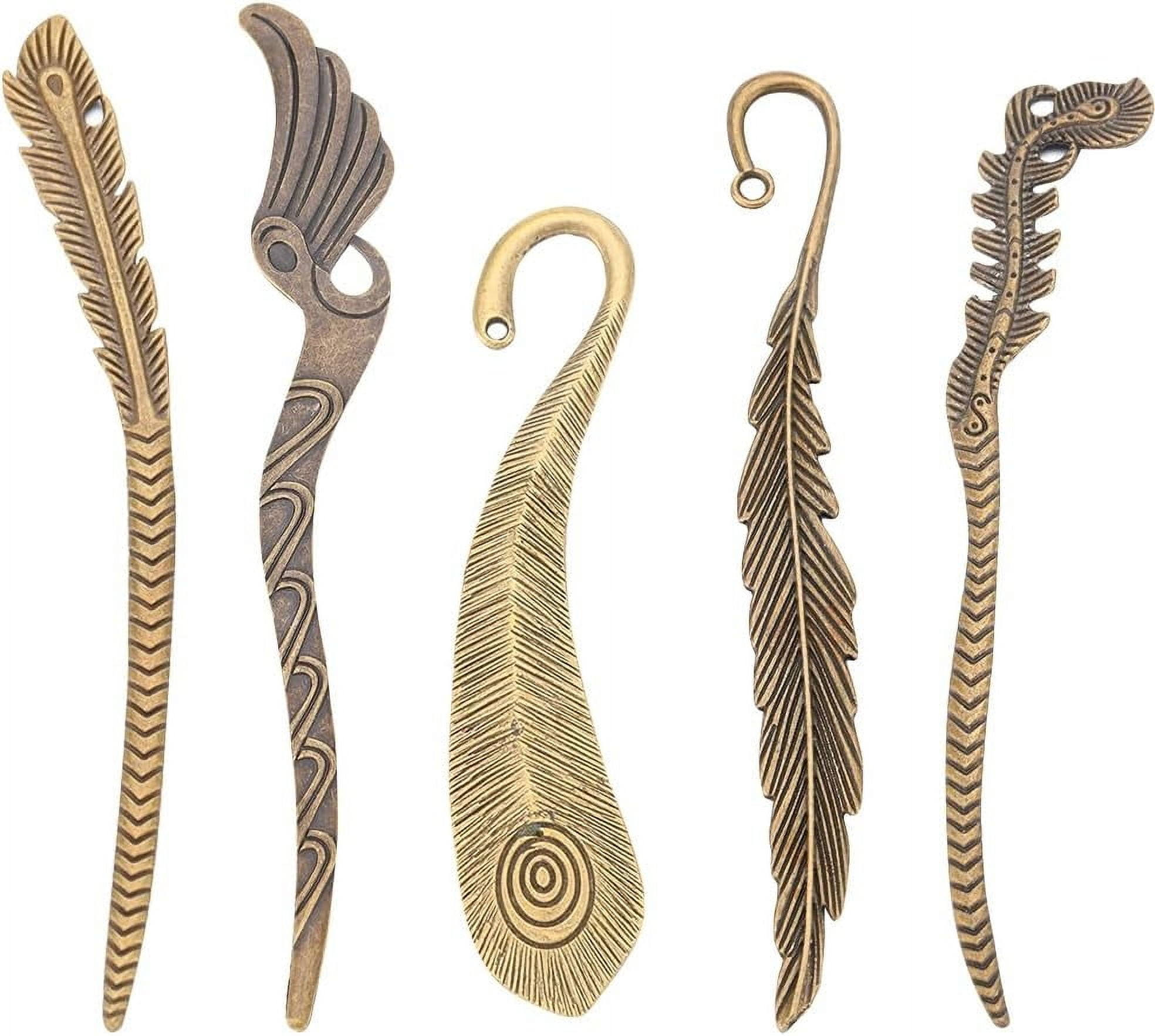 10Pcs Metal Bookmark Blanks Hook Bookmarks with Loop Antique Bronze ...
