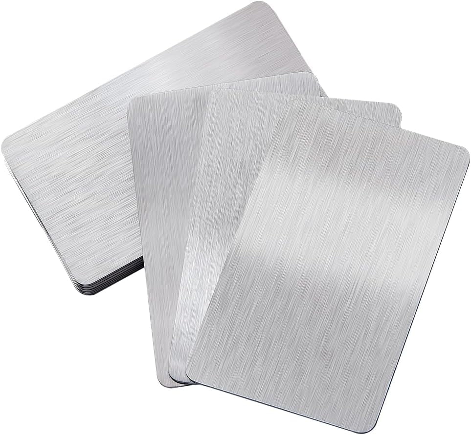 10Pcs Metal Business Cards, 1mm Ultra-Thick Stainless Steel Blanks Name ...