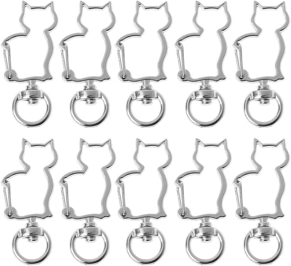 10Pcs Metal Cute Cat Shape Swivel Clasps Lobster Snap Clasp Hook ...