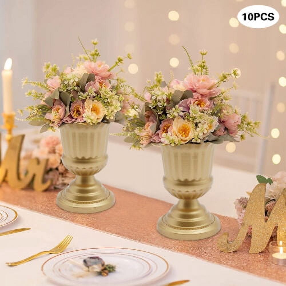 10Pcs Metal Flower Wedding Vases Party Centerpiece Decor Bright Golden ...