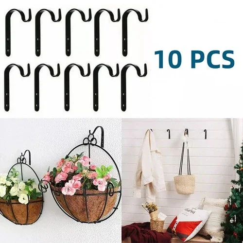 10Pcs Metal Hanging Basket Brackets Garden Plant Hanger Hook Wall ...