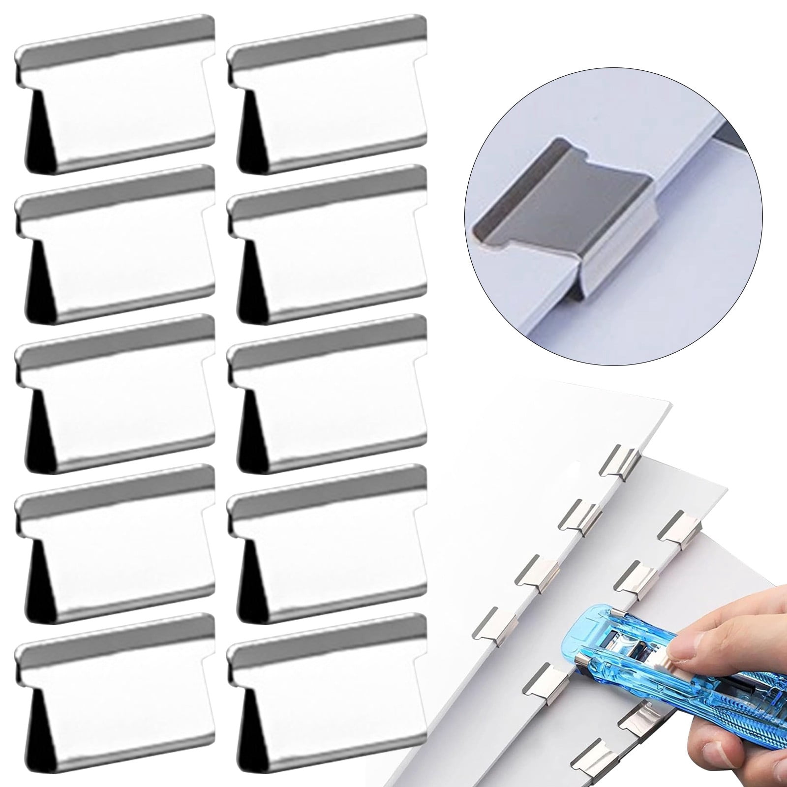 10Pcs Metal Push Clip Stapler Refills, Reusable No Staple Paper ...