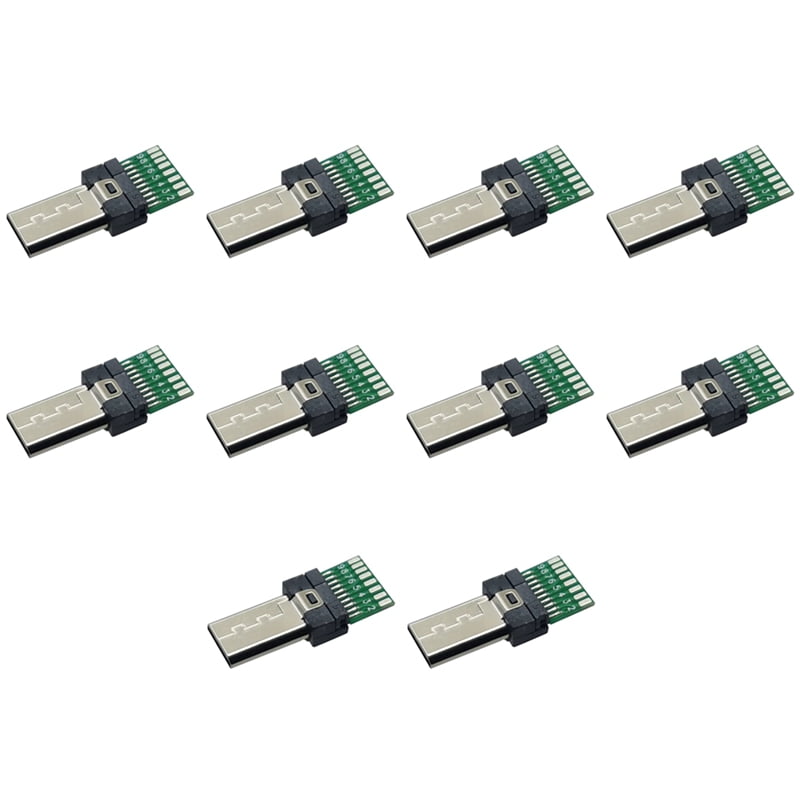 10Pcs Micro-USB Terminal Plug Jack Connector 10Pin 15Pin Shutter ...