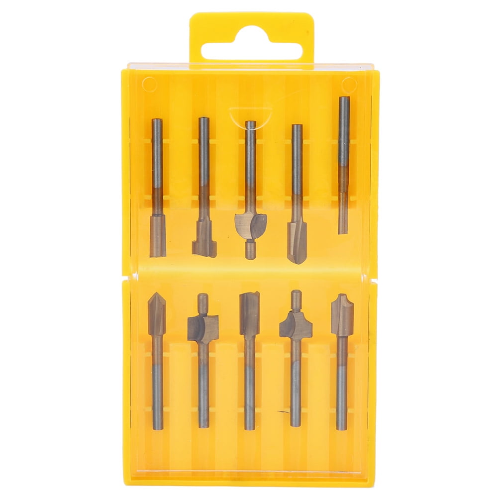 10Pcs Milling Cutter High Speed Steel Gold Titanium Plating Router Bits ...