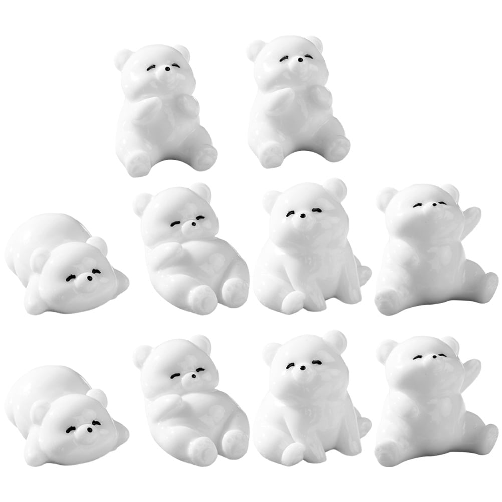 10Pcs Mini Bear Figurines Resin Bear Figure Miniature Bear Decors Scene ...