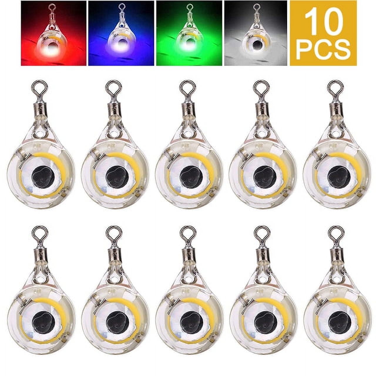 10Pcs Mini Fishing Lure Light LED Deep Drop Underwater Eye Shape Fishing Squid Fishing Bait ...