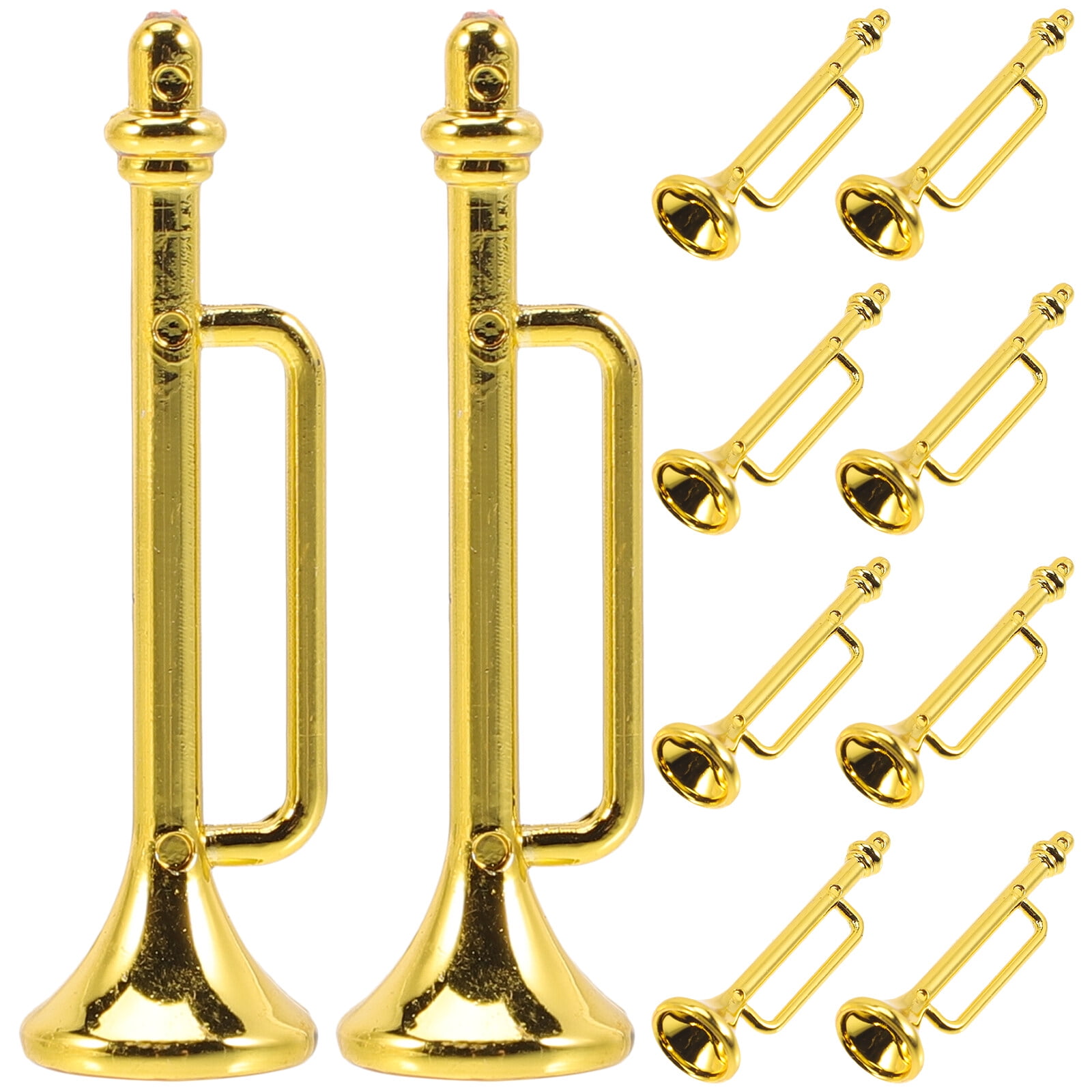 HEMOTON Golden Plastic Miniature Trumpet Toy for Kids 10Pcs Small ...