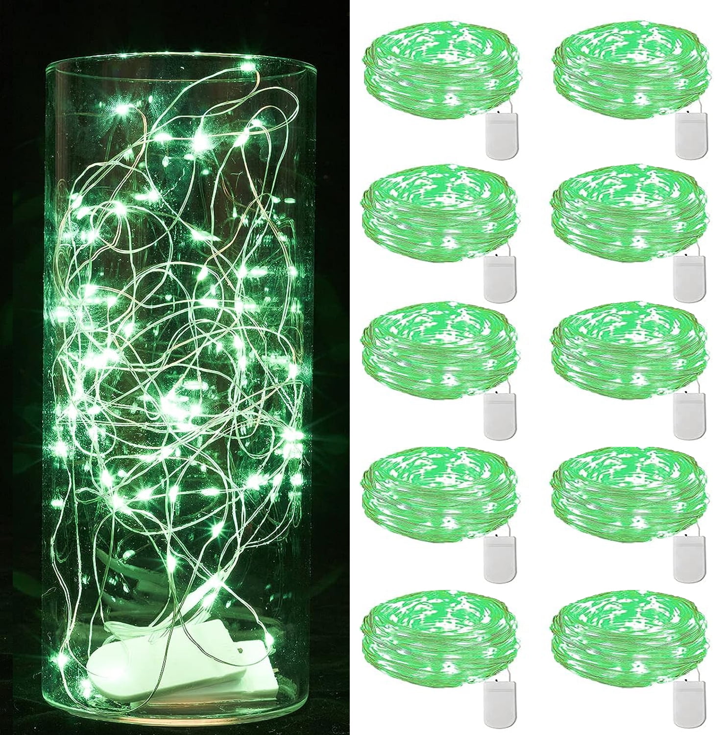 10Pcs Mini String Lights 2m Battery Operated 20 Micro LEDs Copper Wire ...