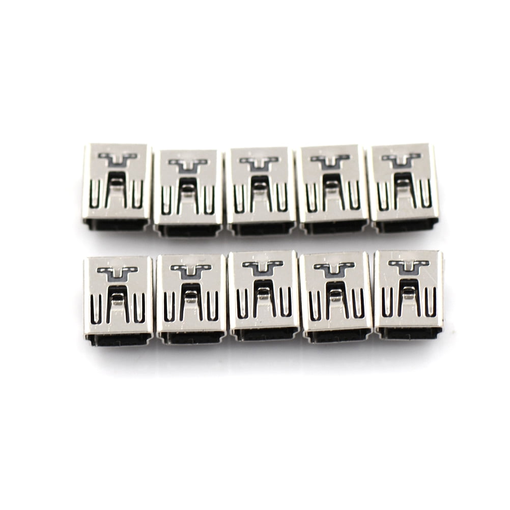 10Pcs Mini USB Female 5 Pin Type B Right Angle PCB Socket Connector 2 ...