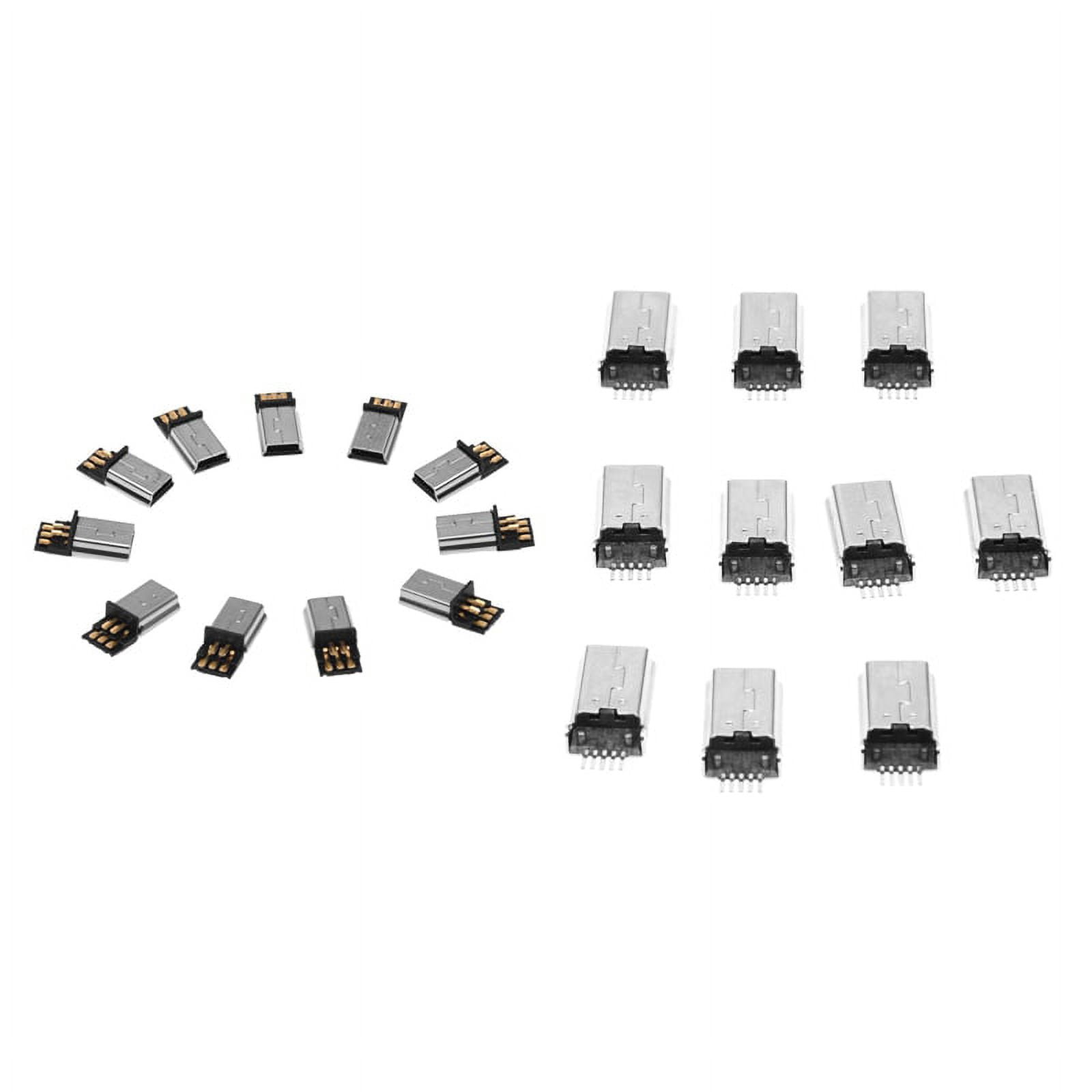 10Pcs Mini Usb 5 Pin Male Plug Diy Connector & 10Pcs Mini Usb Type B ...