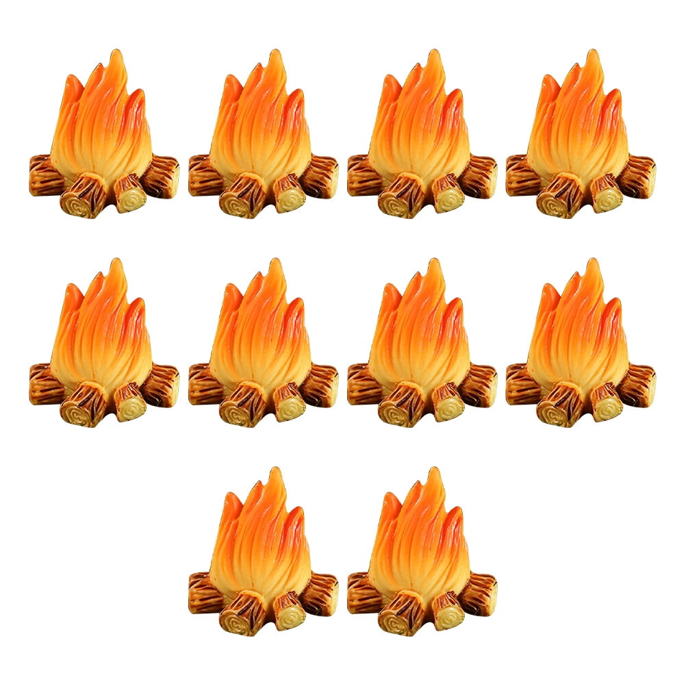 10Pcs Miniature Campfire Model Fire Fake Resin Bonfire Model Miniature ...