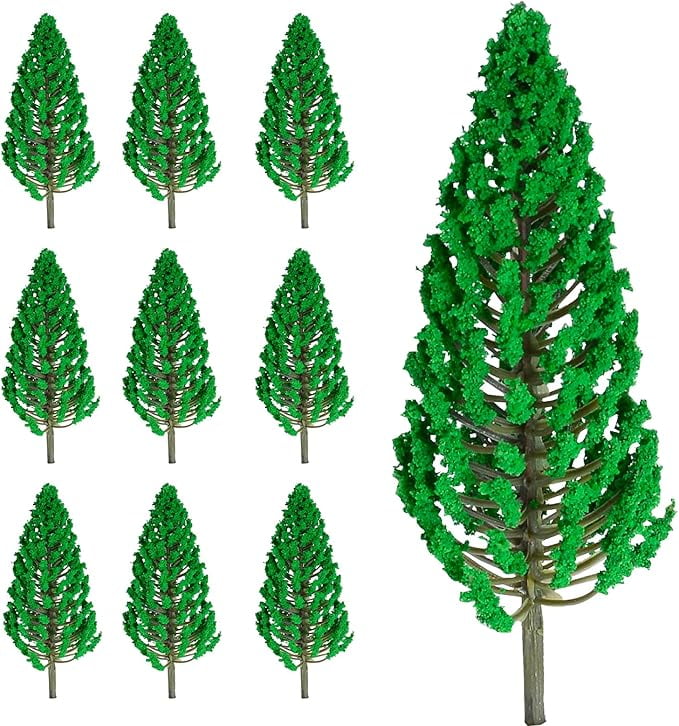 10Pcs Model Pine Cedar Trees 1:25 Green Architecture Tree for O G Scale ...