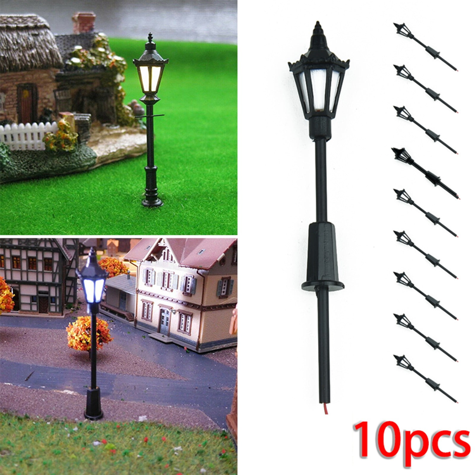 10Pcs Model Street Lights Scale 1:75 Railway 3V Led Lamppost Patio ...