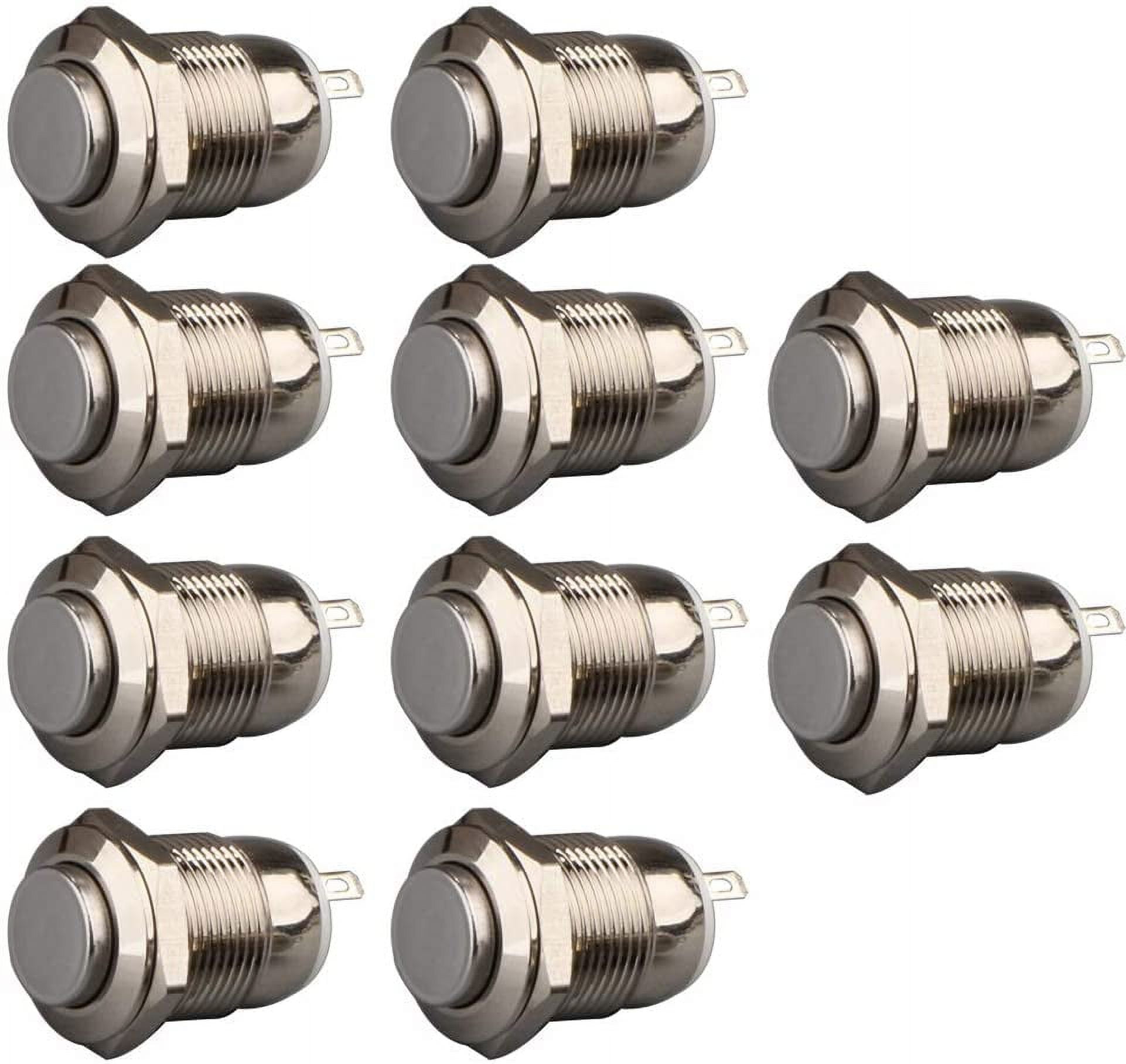10Pcs Momentary Stainless Steel Waterproof Push Button Switch On Off ...