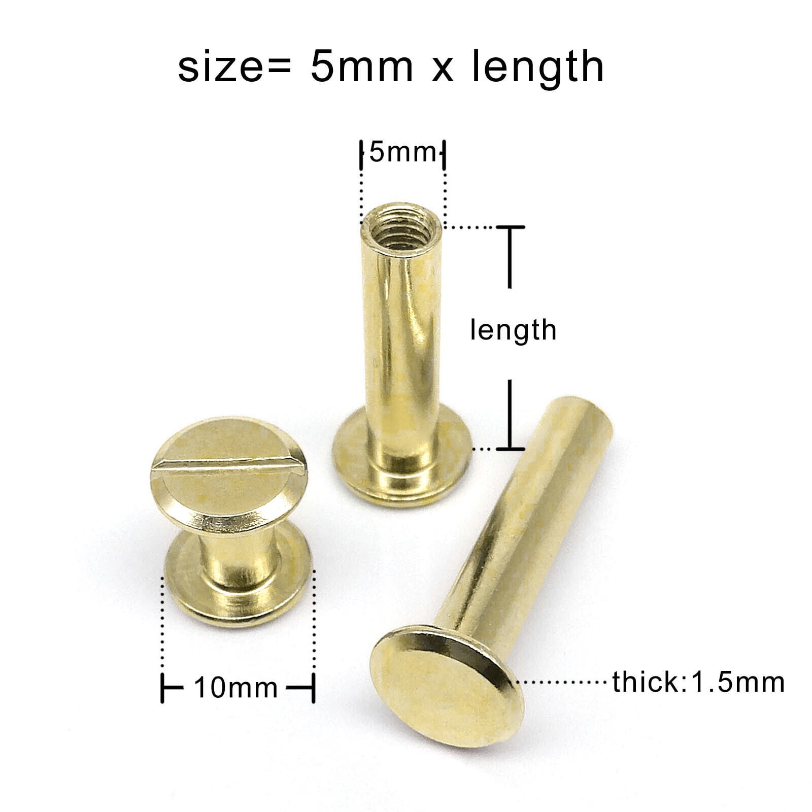 10Pcs Mother-And-Son Rivets 5Mm Screws Butt Screws Copper-Plated Ledger ...