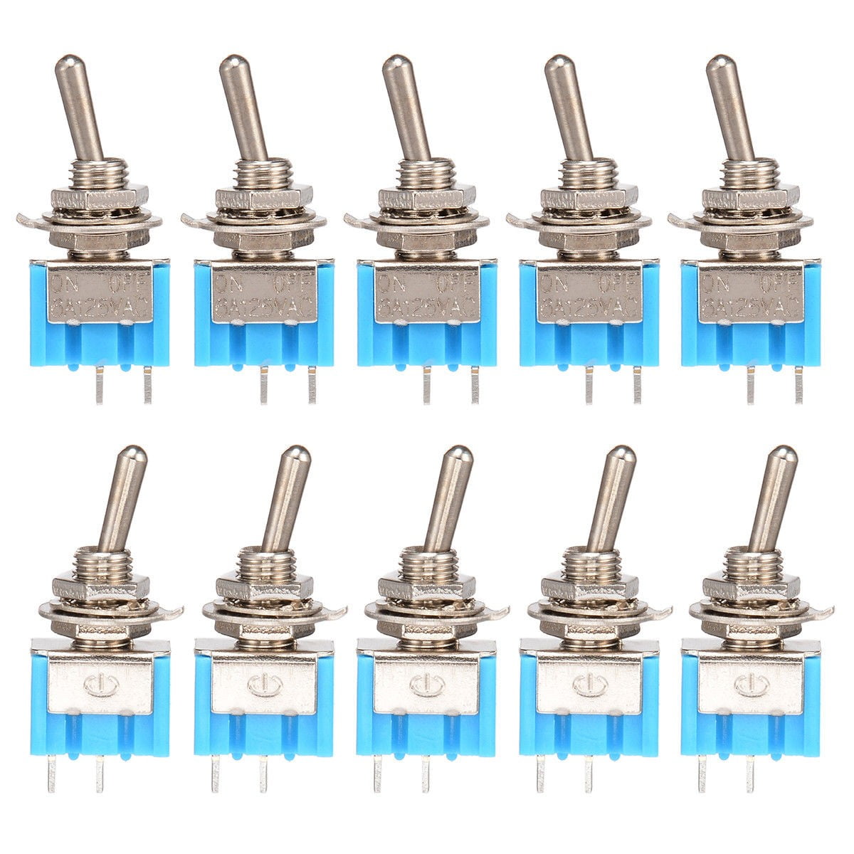 10Pcs Mts-101 2 Pin Spst On-off 2 Position 6A 250V Ac Mini Toggle ...