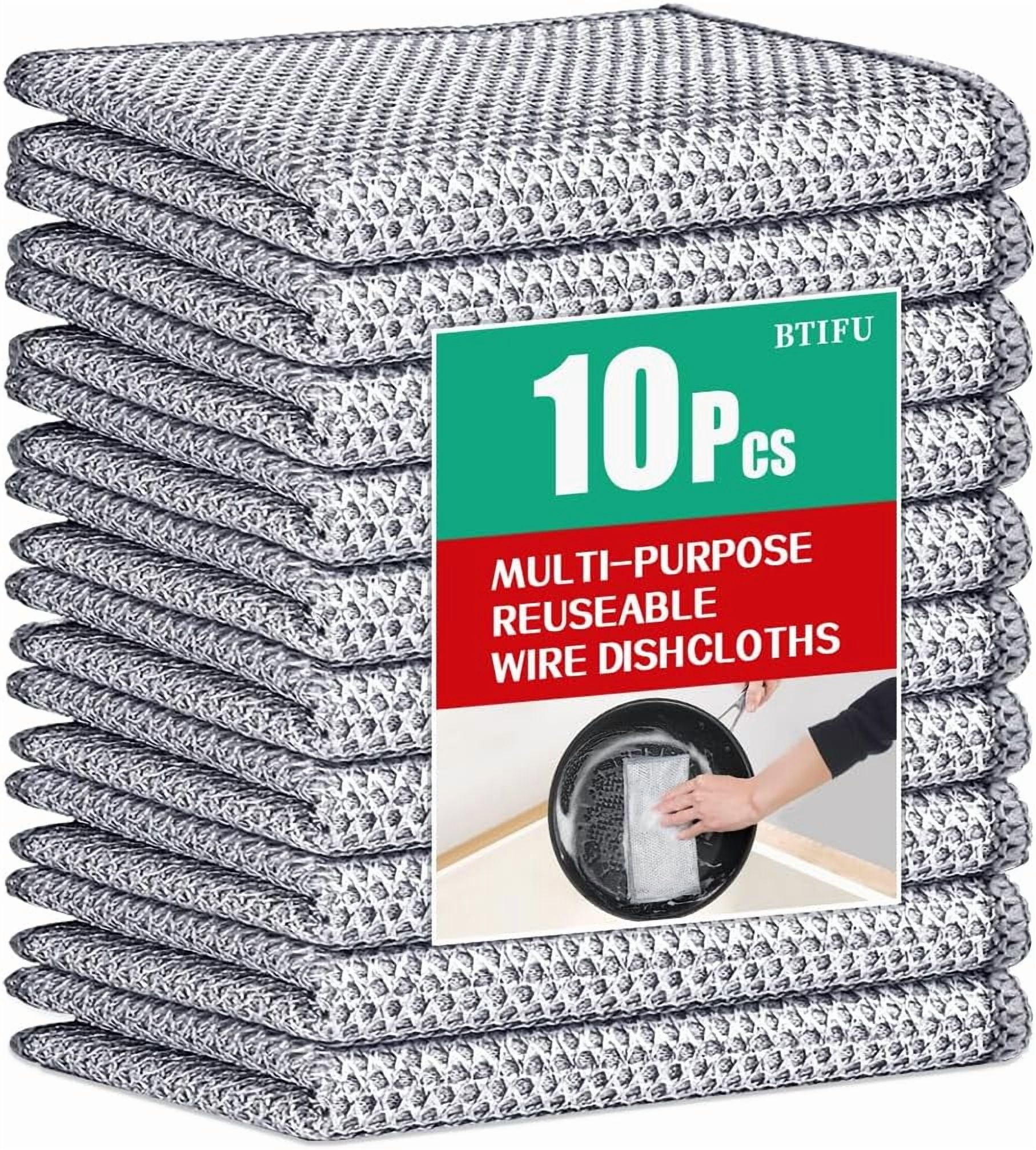 10Pcs Multipurpose Wire Dishwashing Rag, Reusable Non-Scratch Wire ...