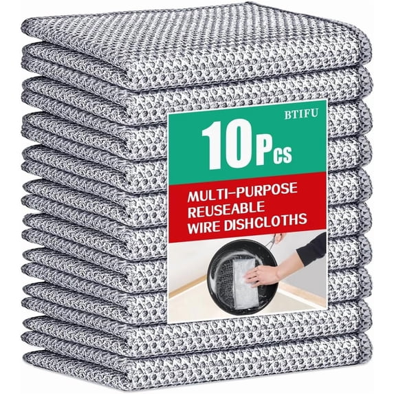 10Pcs Multipurpose Wire Dishwashing Rag, Reusable Non-Scratch Wire ...