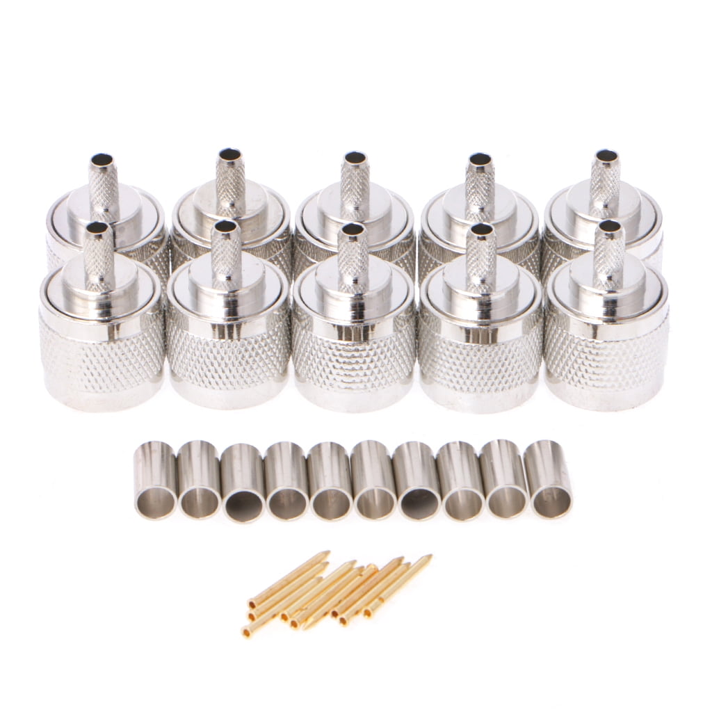 10Pcs N Male Plug Crimp RG58 RG142 LMR195 RG400 Coaxial Cable Straight ...