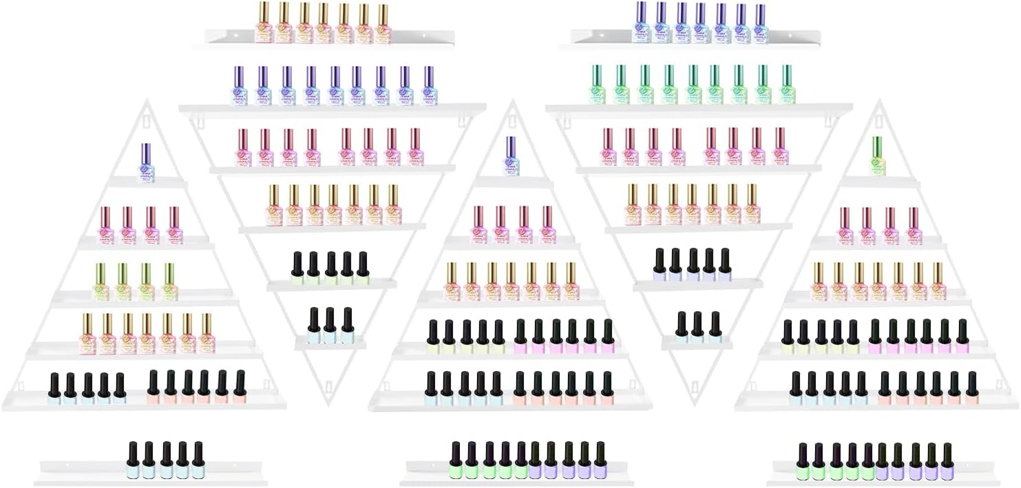 10Pcs Nail Polish Display Rack, 5-Tier Nail Polish Rack Wall-Mounted ...