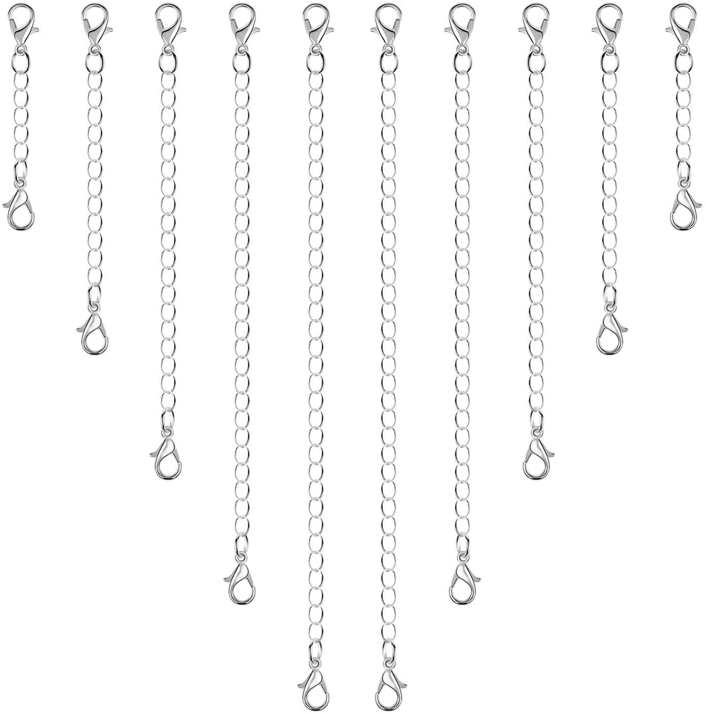 10Pcs Necklace and Bracelet Extenders Silver, Chain Extenders for ...