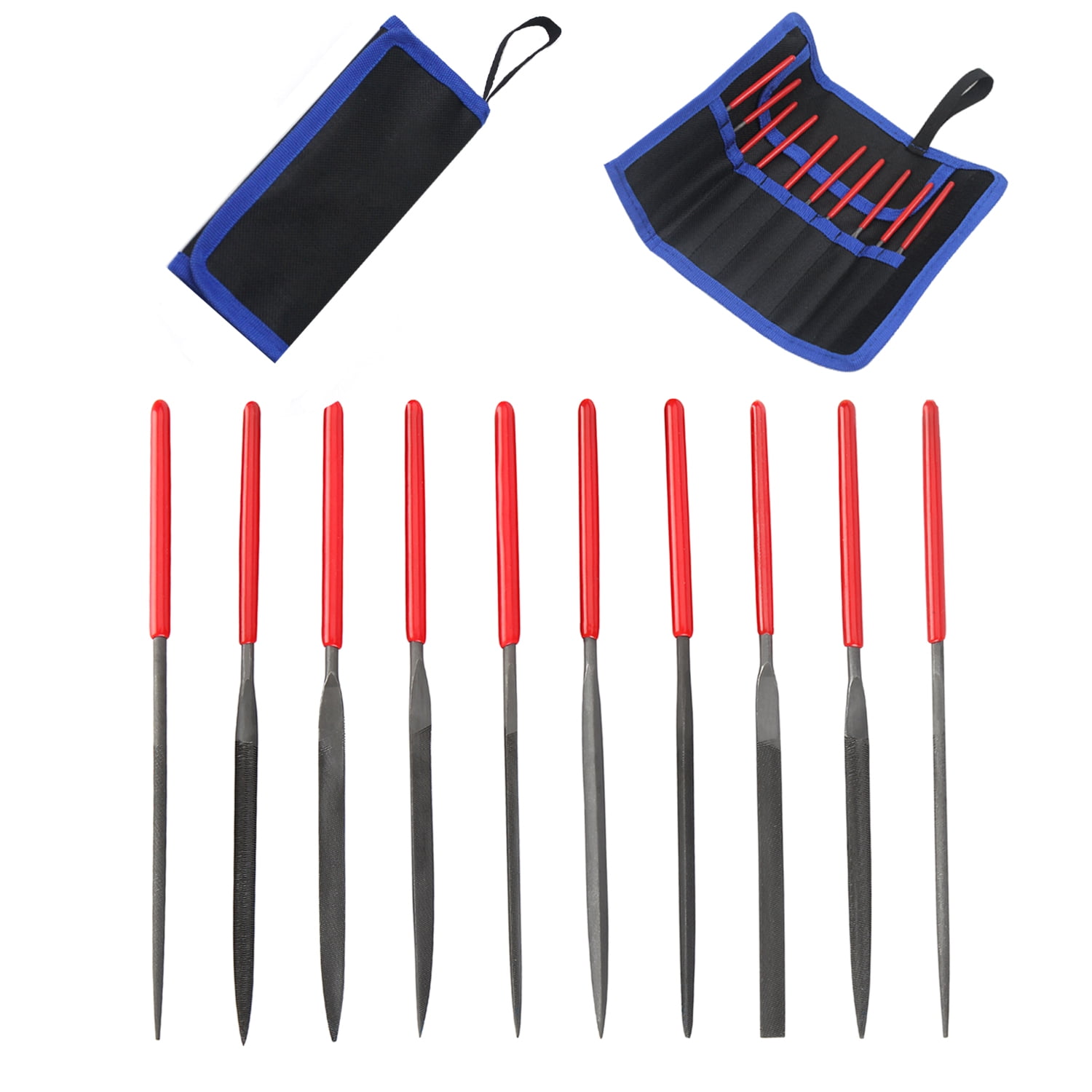 10Pcs Needle File Set with Folding Canvas Bag, Mini Steel Files with ...
