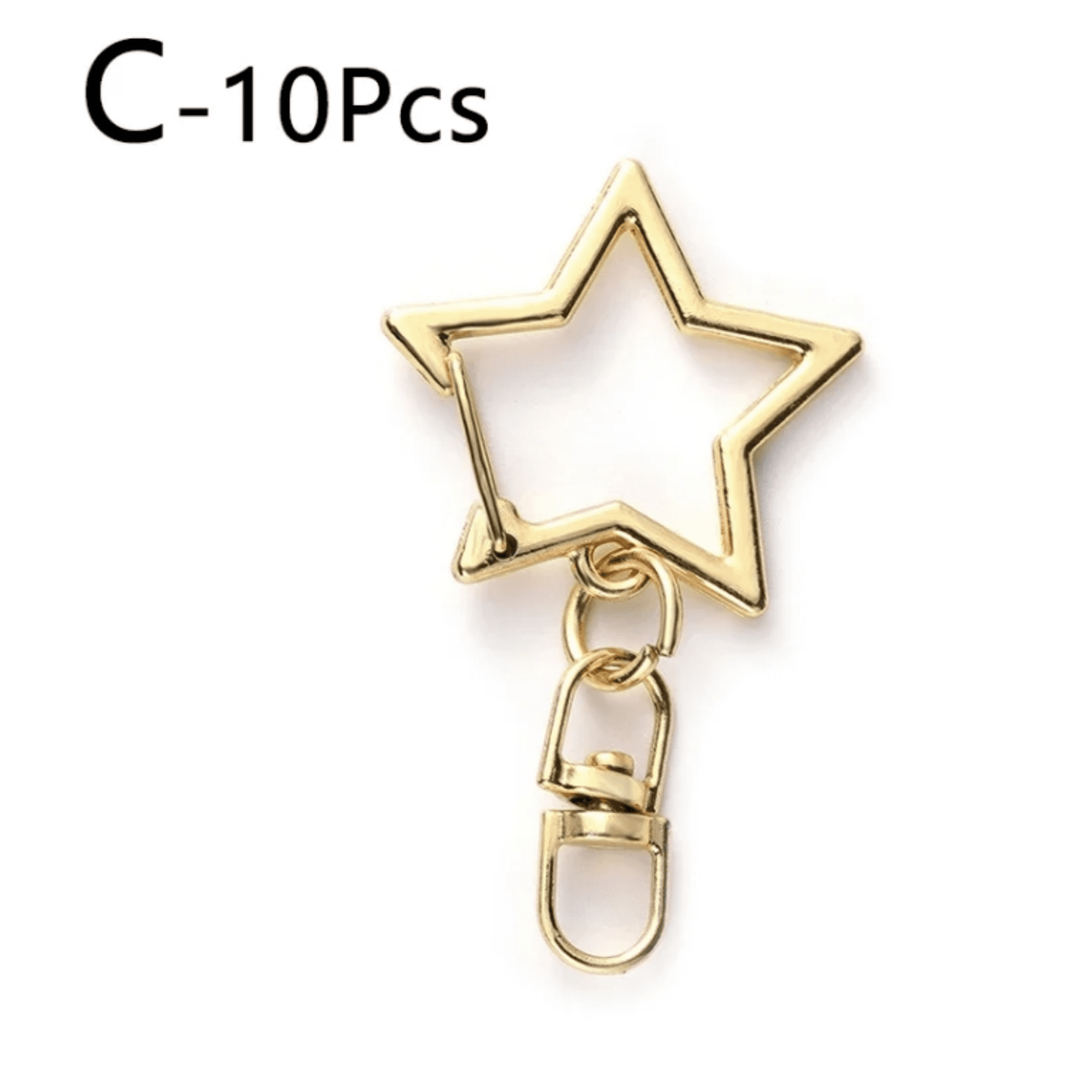 10Pcs New Star Pentagram Hollow Key Chain Rings Keychain DIY ...