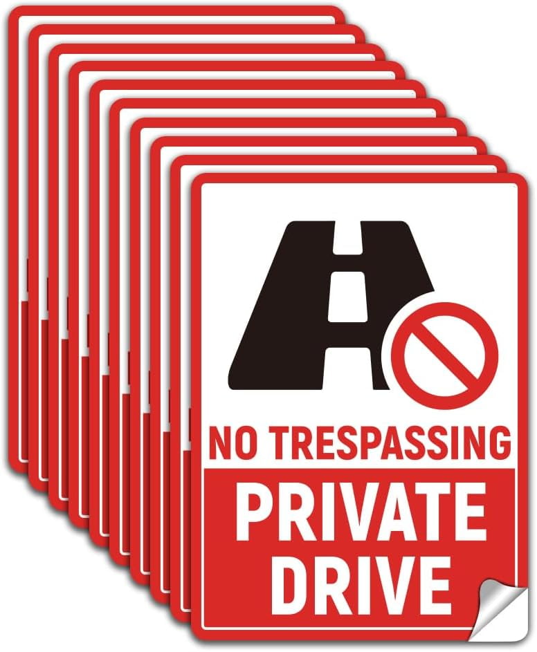 10Pcs No Trespassing Private Drive Sign Sticker PVC Waterproof Private ...