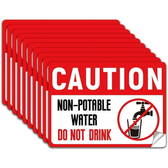 10Pcs Non Potable Water Sign Sticker PVC Waterproof Not for Drinking ...