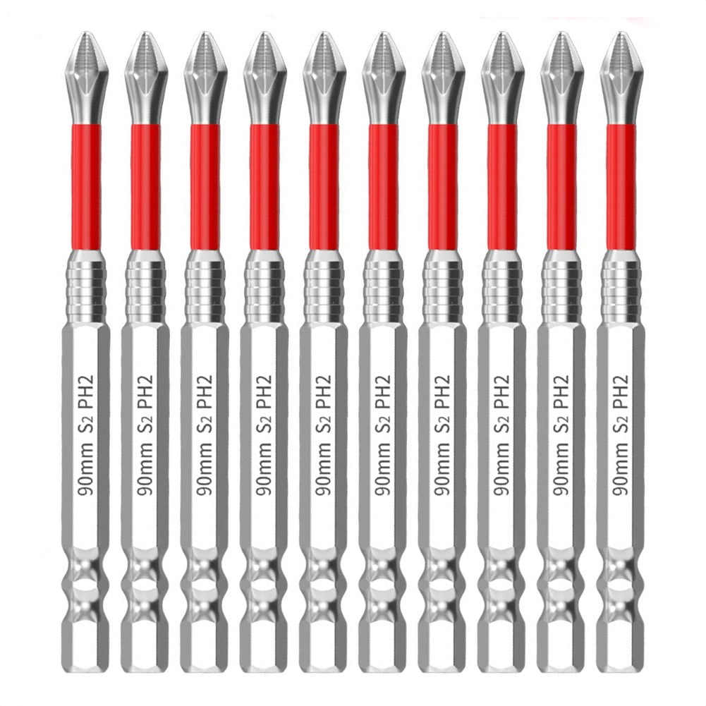 10Pcs Non-slip High Hardness Bit PH2 Magnetic Cross Head Screwdriver ...