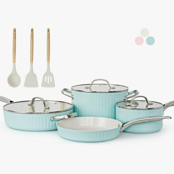 10Pcs Nonstick Cookware Set Tri-Ply Ceramics Cookware Set Kitchen Pots ...