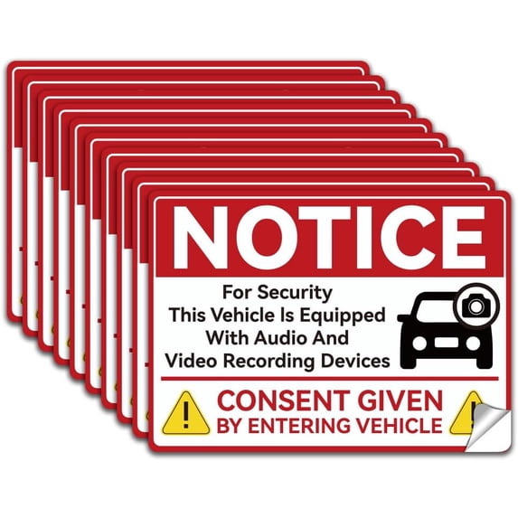 10Pcs Notice Vehicle is Equipped with Audio and Video Recording Devices ...