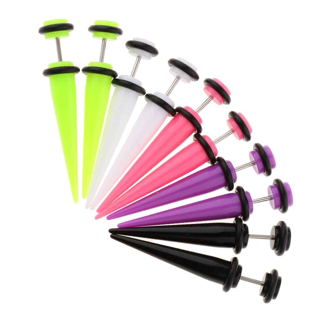 10Pcs Novelty 18G Fake Cheater Ear Taper Stretcher Stretching Tunnels ...