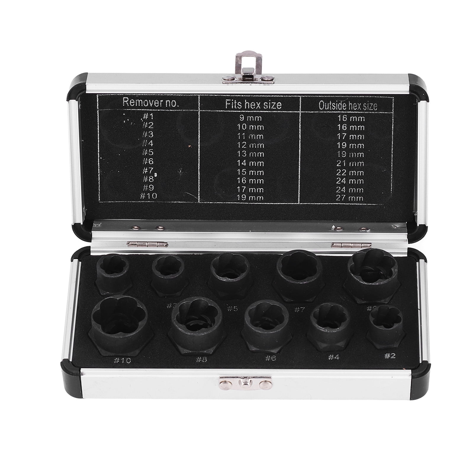 10Pcs Nut Remover Set Stripped Lug Bolt Broken Screw Extractor Hex ...