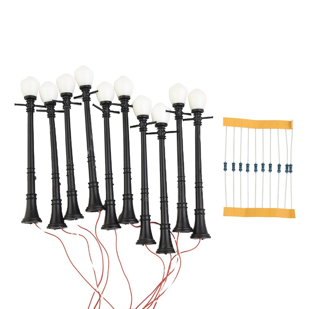 10Pcs O Scale 1:48 LED Lamp Model Lampposts Garden Street Light With ...