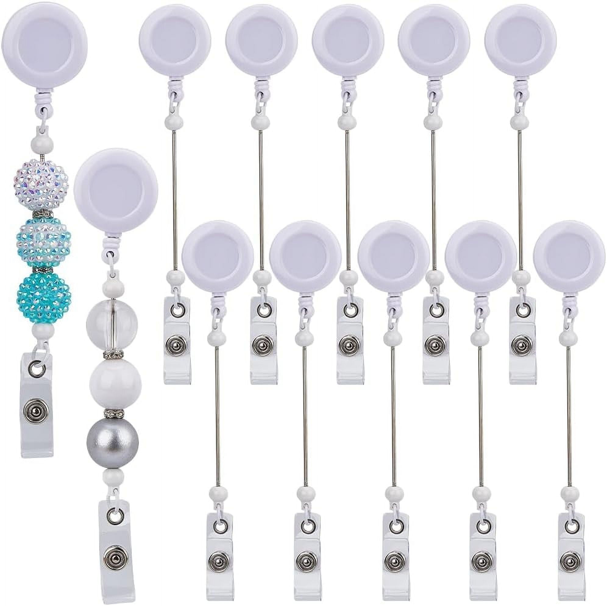 10Pcs Opaque Plastic Retractable & Beadable Badge Reel Card Holders ...
