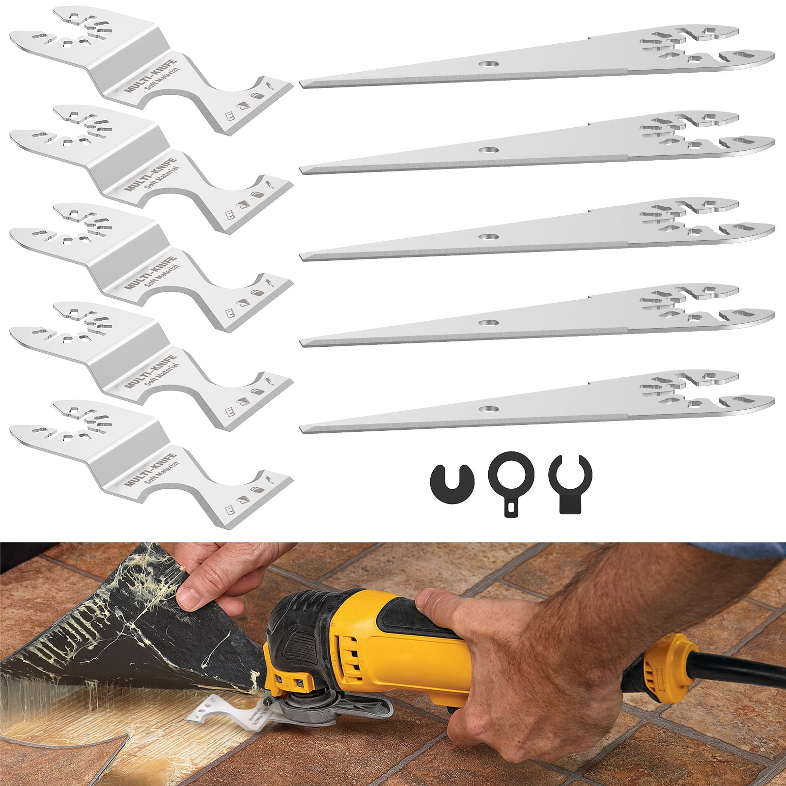 10Pcs Oscillating Tool Scraper Blade Set Stainless Steel Oscillating ...