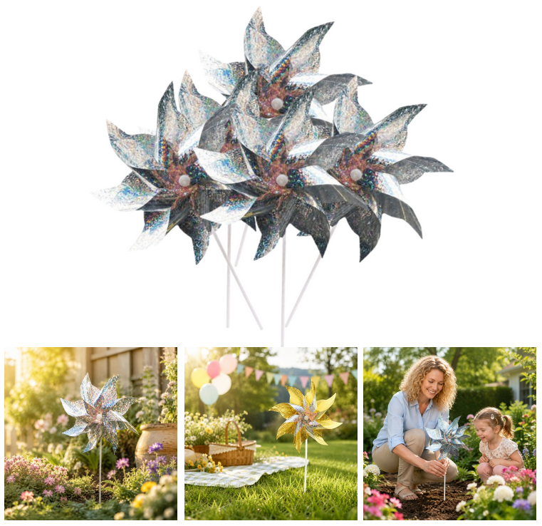 10Pcs Outdoor Rotating Wind Spinner Pinwheels, Sparkly Reflective ...