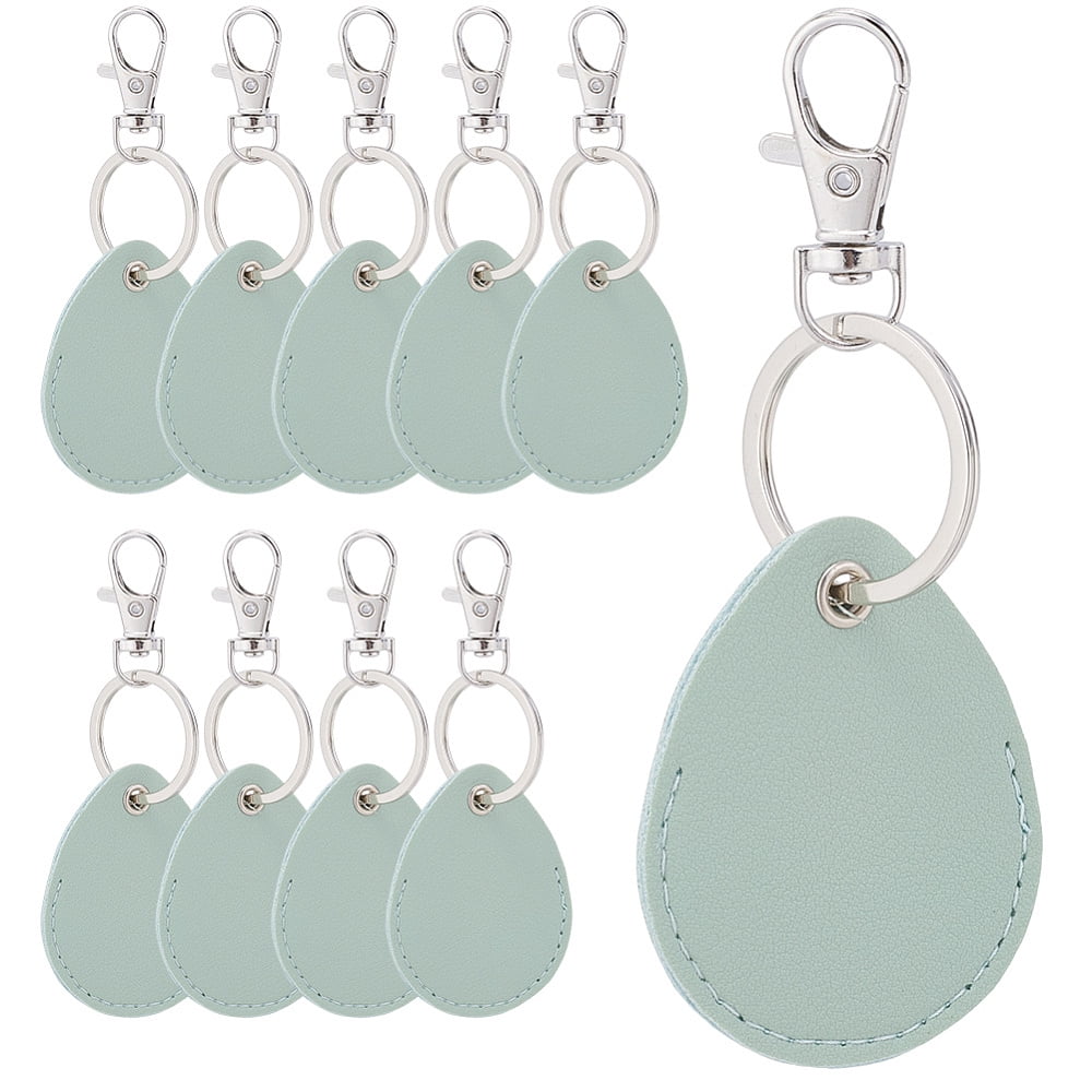 10Pcs PU Leather & Alloy Pendants Teardrop Dark Sea Green 10.7cm DIY ...