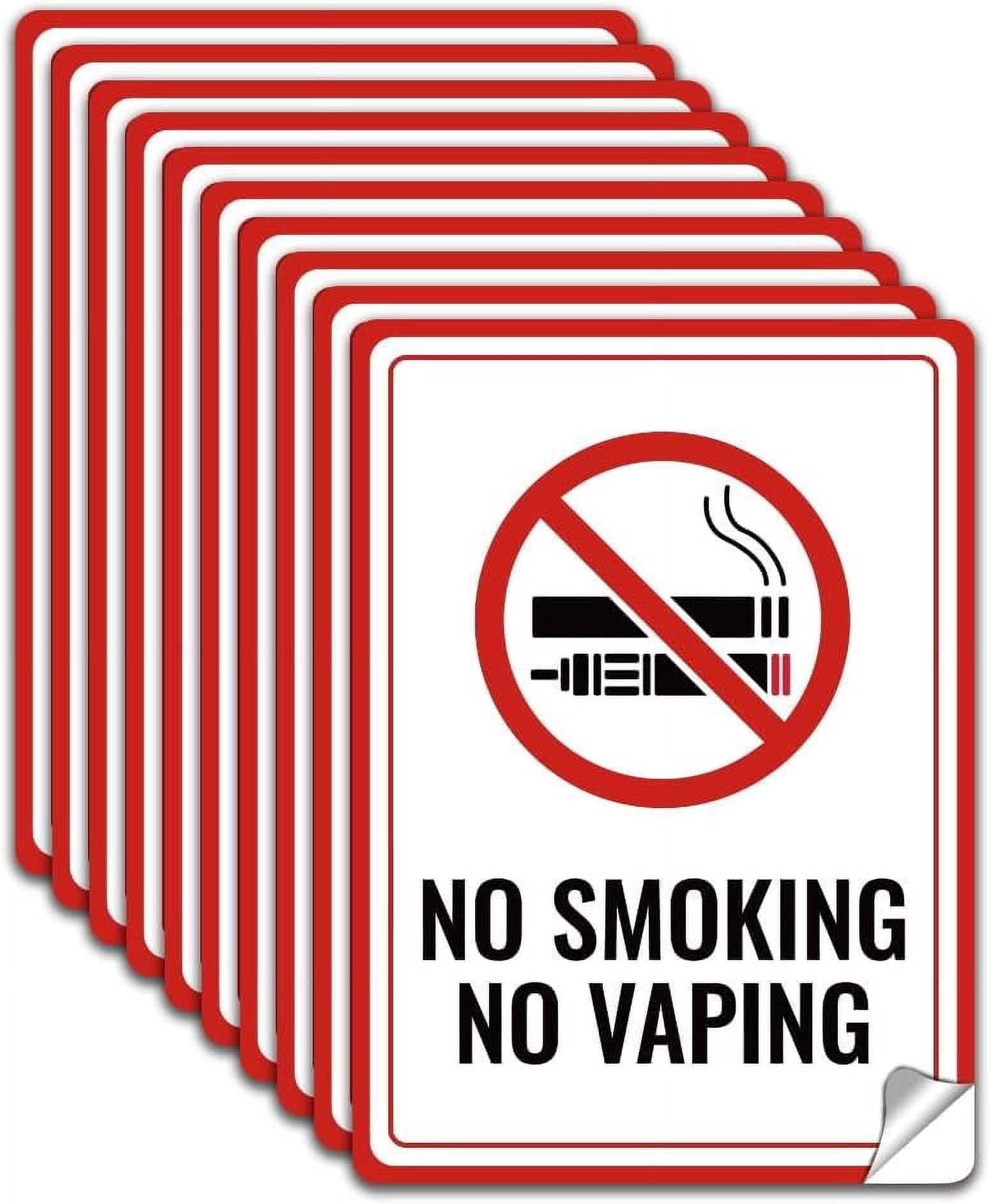 10Pcs PVC No Smoking No Vaping Sticker Red No Smoking Sign Sticker for ...