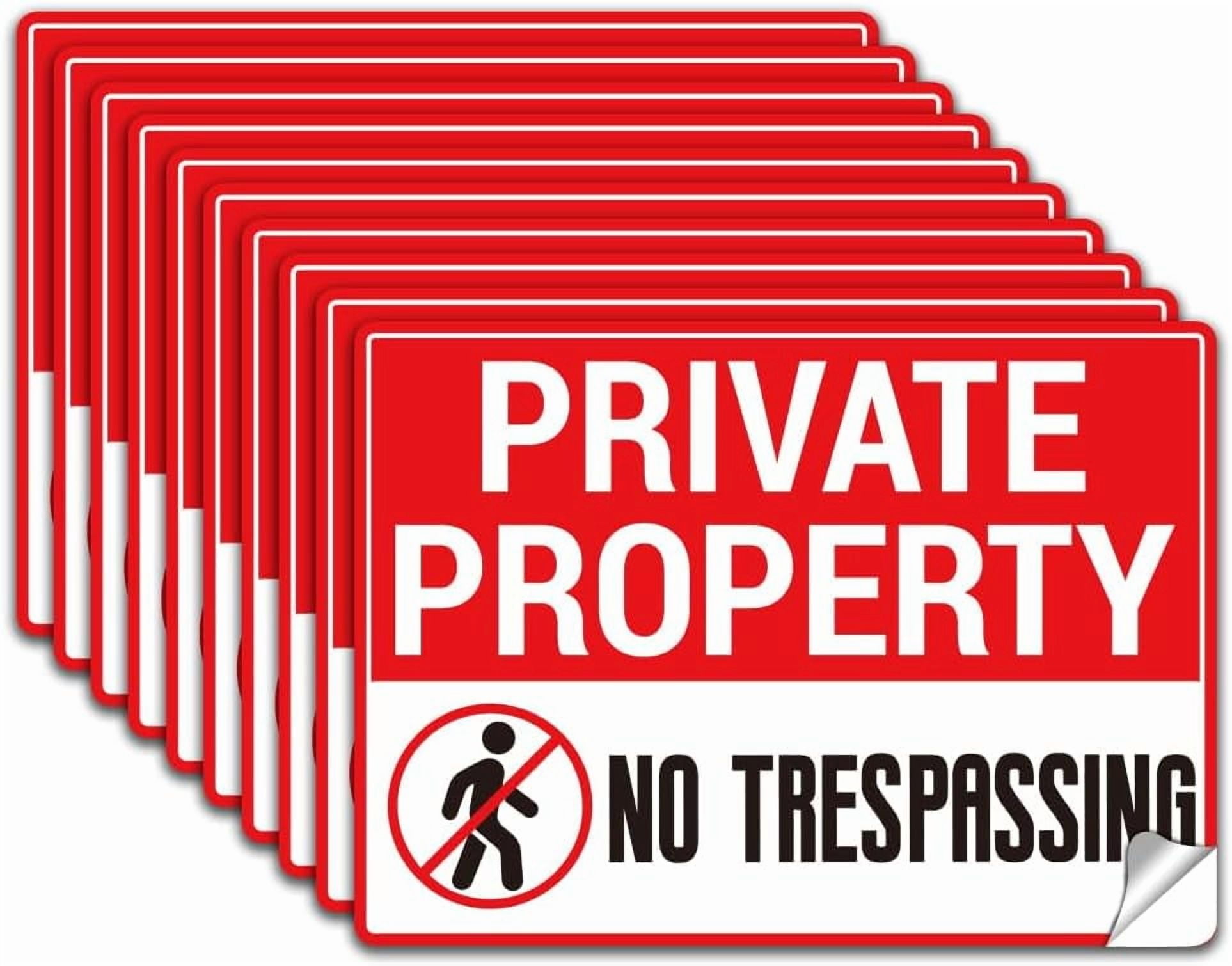 10Pcs PVC Private Property No Trespassing Sign Sticker 7x5.1 Inch Self ...