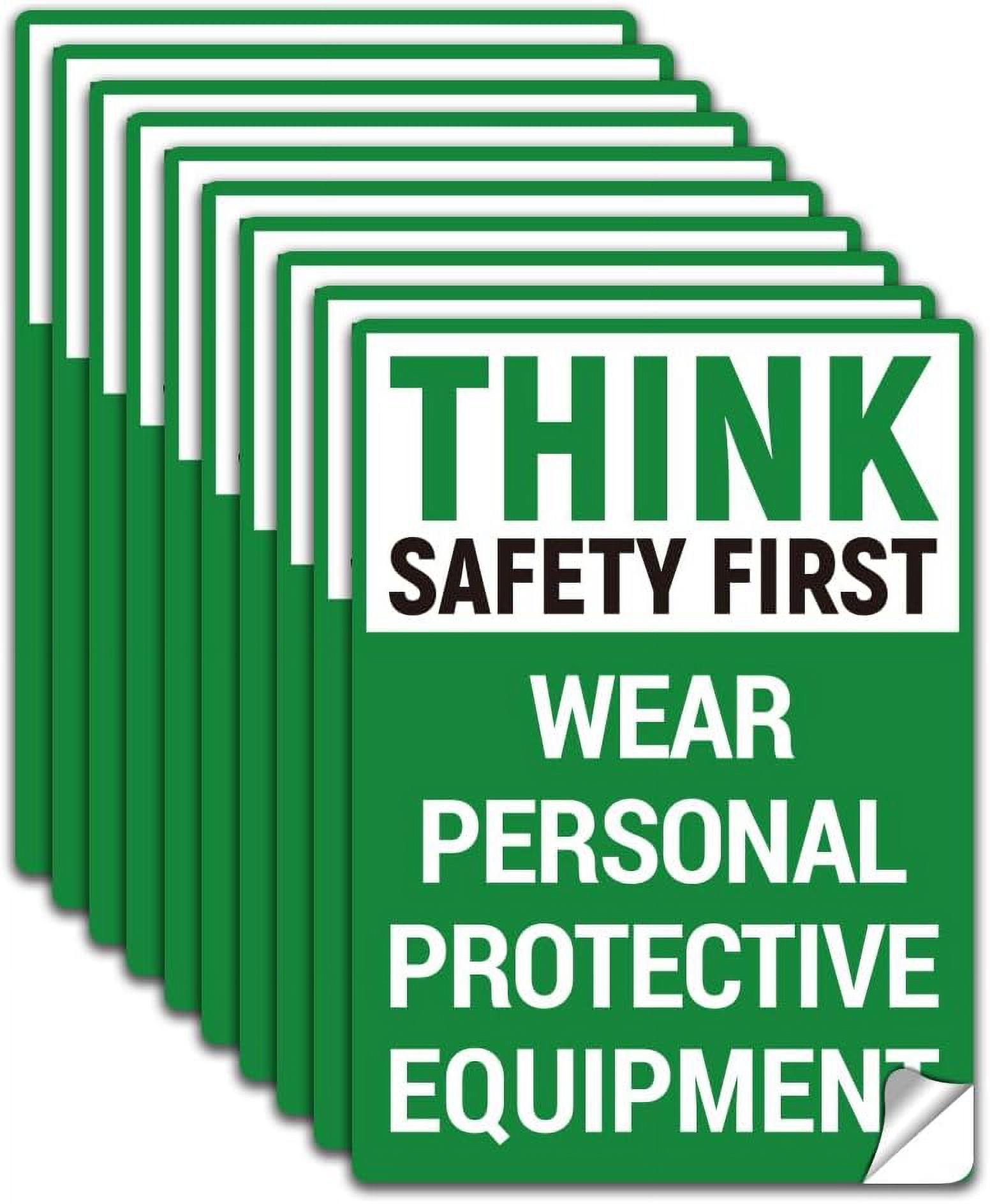 10Pcs PVC Think Safety First Wear Personal Protective Equipment Sign ...